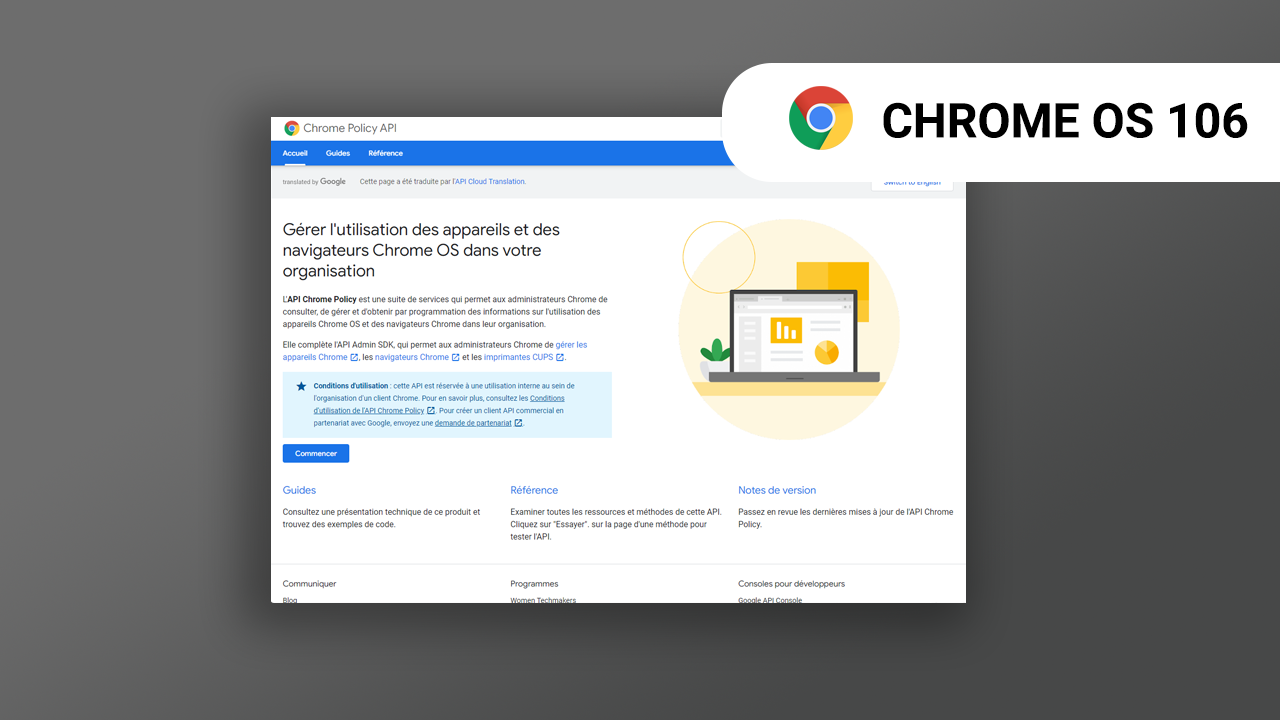 Chrome OS 106 release : correctifs et Chrome Policy API